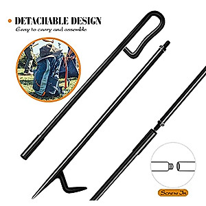 Fire Poker for Fire Pit, JUNBEI 34-Inch Long Fireplace Poker with Upgrade Removable Design for Easily Carry, Anti-Rust Solid Fire Poker for Fire Pit Wood Stove Campfires Indoor Outdoor Applications