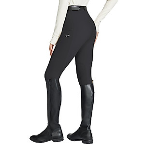 Willit Women's Horse Riding Pants Knee-Patch Equestrian Breeches Horseback Schooling Tights Zipper Pockets Black S