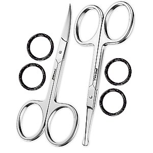 ProMax Care Eyebrow Scissors, Small Scissors for Men and Women - Curved and Rounded Nose Hair Scissors for Grooming Mustache, Beard, Eyelashes, Ear Hair Trimming- Professional Stainless Steel -