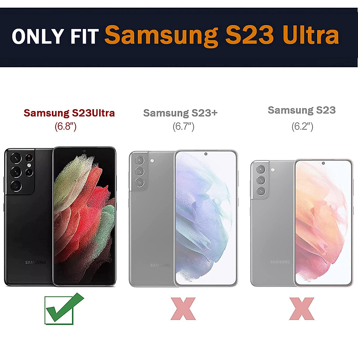 KUGEW for Samsung Galaxy S23 Ultra Case with Kickstand & Camera Cover, 3-Way Metal Stand[Horizontal & Vertical Stand] Luxury Leather Back Slim Fit Rugged Bumper Cover Heavy Duty Shockproof (Black)