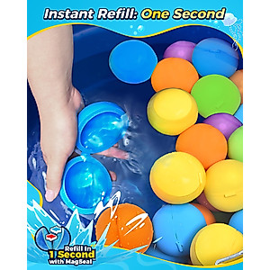 KOKODI Reusable Water Balloons Quick Fill Self Sealing, Refillable Water Bombs for Kids Adults, Latex-Free Silicone Splash Water Ball for Summer Fight ball Game Pool Party Beach Outside Toy activities