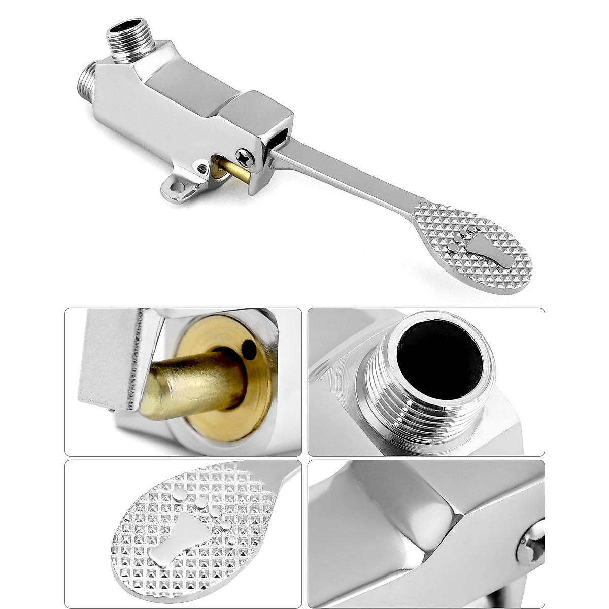 QWORK Foot Pedal Valve for Faucet, Floor Mounted Singe Foot Pedal Water Valve Touchless Pedal Valve for Basin Water Tap, Bathroom Basin Faucet, Screws Included, 1 Pack