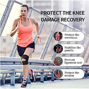 LTLCLZ 1Pcs Compression Knee Brace Support Breathable Adjustable Knee Support for Sports Injuries Arthritis Relief Joint Pain,White Right,L