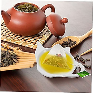 Housoutil Ceramic Tea Bag Saucer Keychain Holder Accessory Tray Appetizer Serving Tray Teaspoon Holder Ceramic Teabag Coaster Condiment Bowls Desktop Teabag Tray Professional Teabag Dish Dip