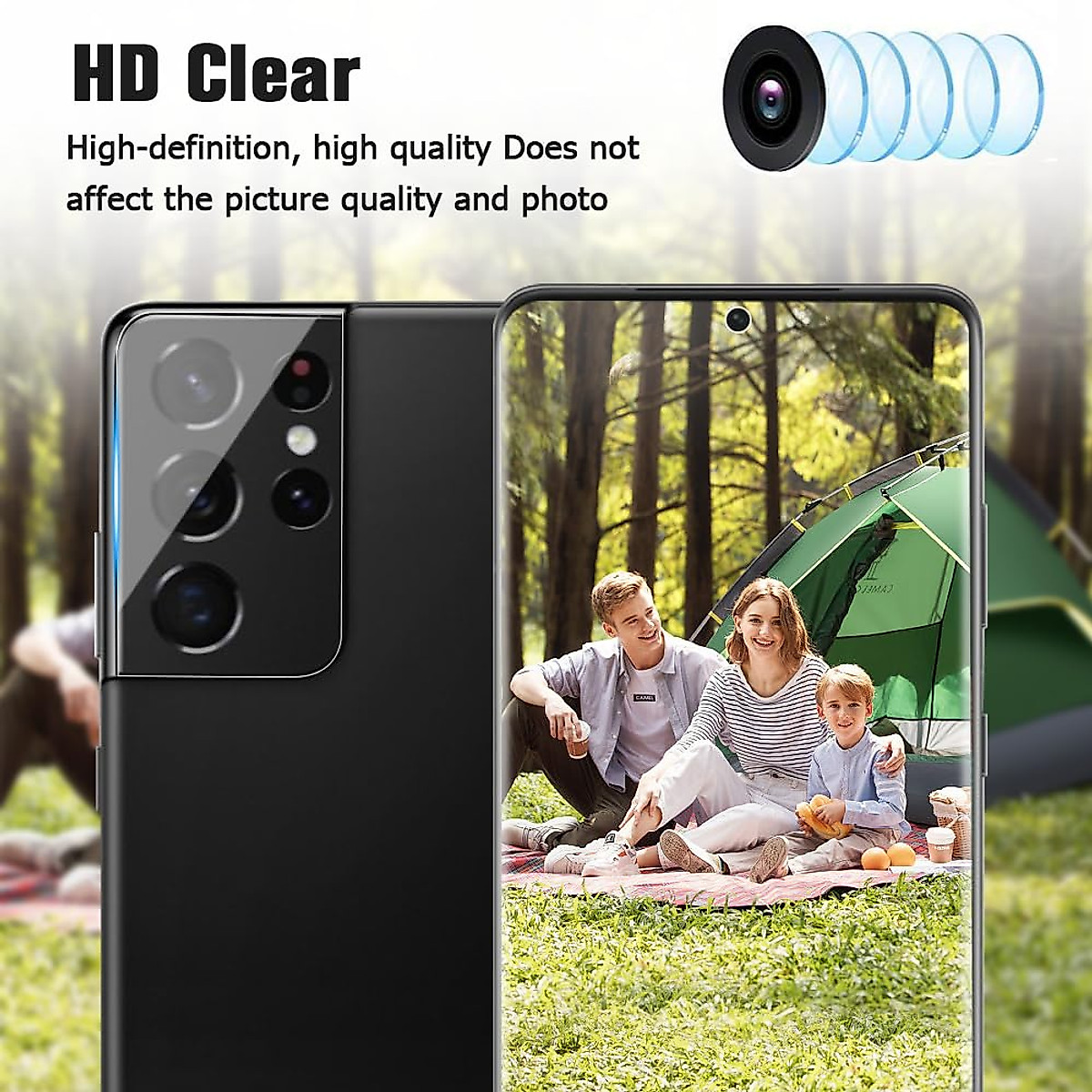 VITAVELAAA [2+2 Pack Galaxy S21 Ultra Screen Protector, Fingerprint Unlock, 9H Hardness Tempered Glass, Bubble Free, Premium HD Clear for Samsung Galaxy S21 Ultra Glass Screen Protector (6.8 Inch)