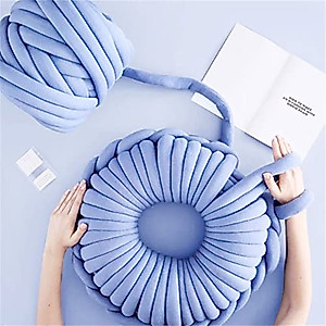 Yarn DIY Hand Knitting 250G Chunky Yarn Cotton Crochet Roving Spinning Blanket Wool Thread Carpet Hat Home Textile Supplies (Color : Blue)