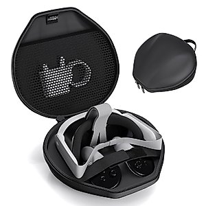APEXINNO PU Hard Carrying Case Travel Case for Meta Quest 3S/Oculus Quest 3 Accessories, Pro Storage Handheld Case Bag Compatible with Quest 3S/3 VR Headset, Original Head Strap, Controller Grips