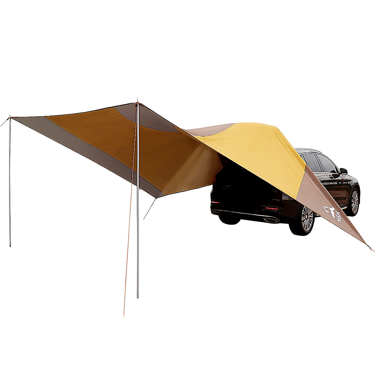 Hasika Camping Tent Tarp Extremely Large Canopy with 4 Poles Ripstop Sun Shelter Rainly for SUV Truck Picnic Activities