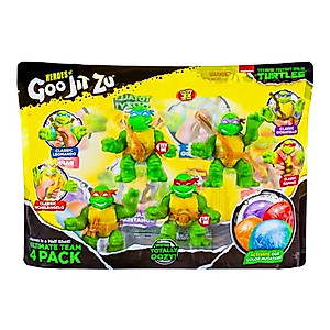 Heroes of Goo Jit Zu Teenage Mutant Ninja Turtles | 4 Pack | Super Oozy Toy Figures | Classic Donatello, Classic Michelangelo, Classic Leonardo & Classic Raphael | with Different Colored Mutations
