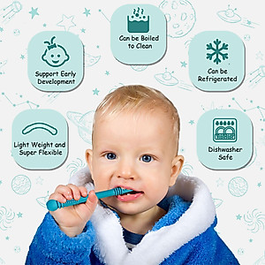 M. Emami Baby Teething Toy - Pack of 6 Hollow Teething Sticks with 2 Cleaning Brushes - 100% Food Grade Silicone, BPA Free, and Dishwasher Safe - 6 Vibrant Colors for 6-18 Months Babies