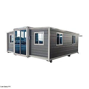 20ft Portable Prefabricated Tiny Mobile Home, Mobile Expandable Prefab House, 2 Bedrooms 1 Bathroom, Living & Kitchen,Spacious, Waterproof Expandable Container Houses