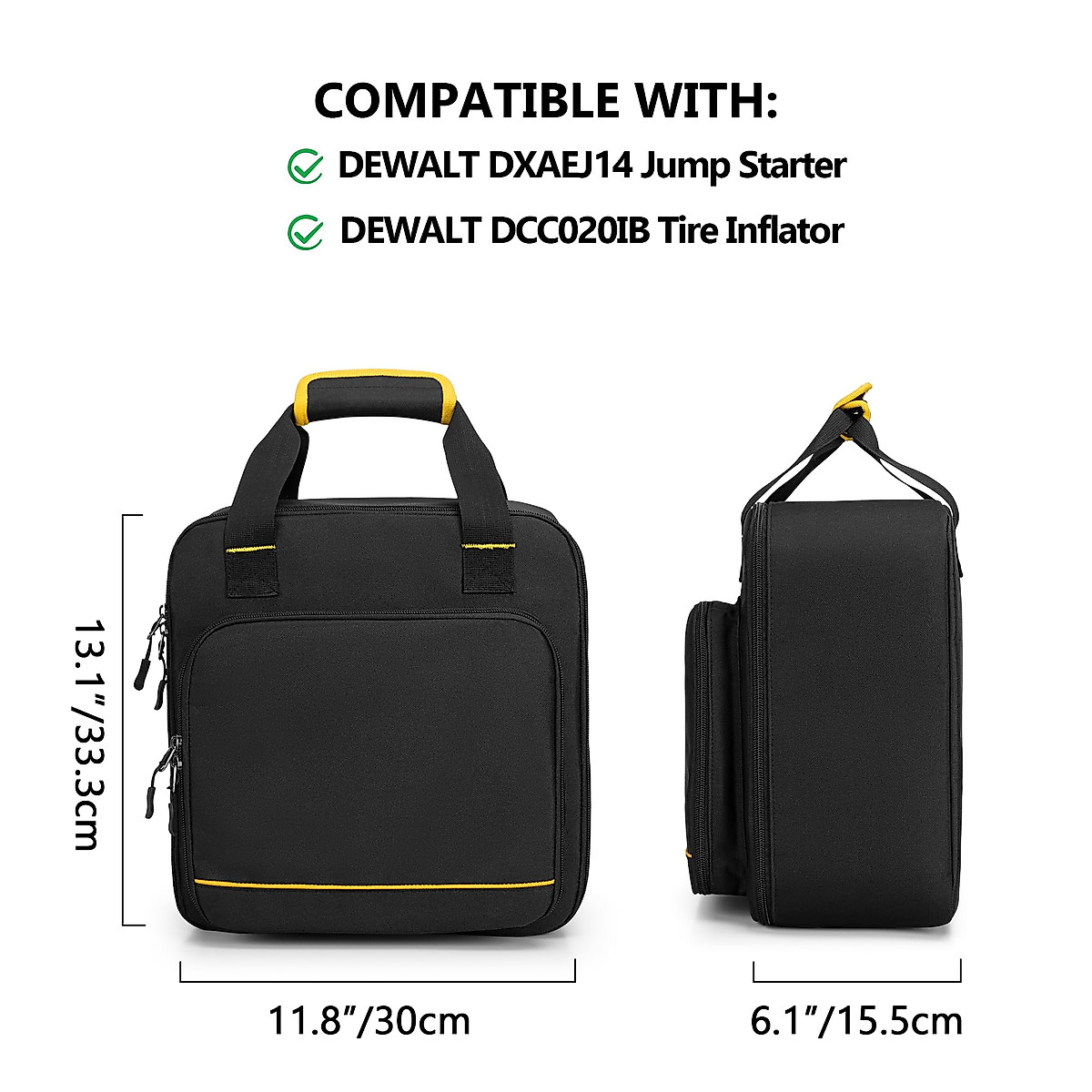 Rexmica Air Compressor Carrying Bag Compatible with DEWALT DCC020IB 20V Max Tire Inflator, Portable Storage Bag Compatible with DEWALT DXAEJ14 Digital Portable Power Station Jump Starter