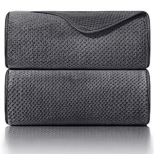 OLESTER Microfiber Grey Bath Towel Set 2 Pack-35" x 70" Bath Towels for Shower Pool Beach Bathroom Super Absorbent Soft Quick Dry Oversized Lightweight Towels