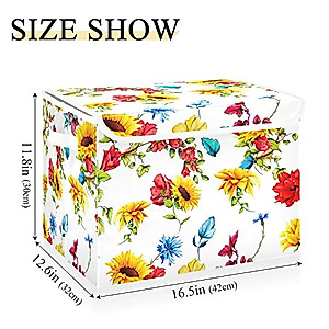 Sunflowers Pomegranate Storage Bins with Lids for Organizing Lidded Home Storage Bins with Handles Oxford Cloth Storage Cube Box for Bed Room