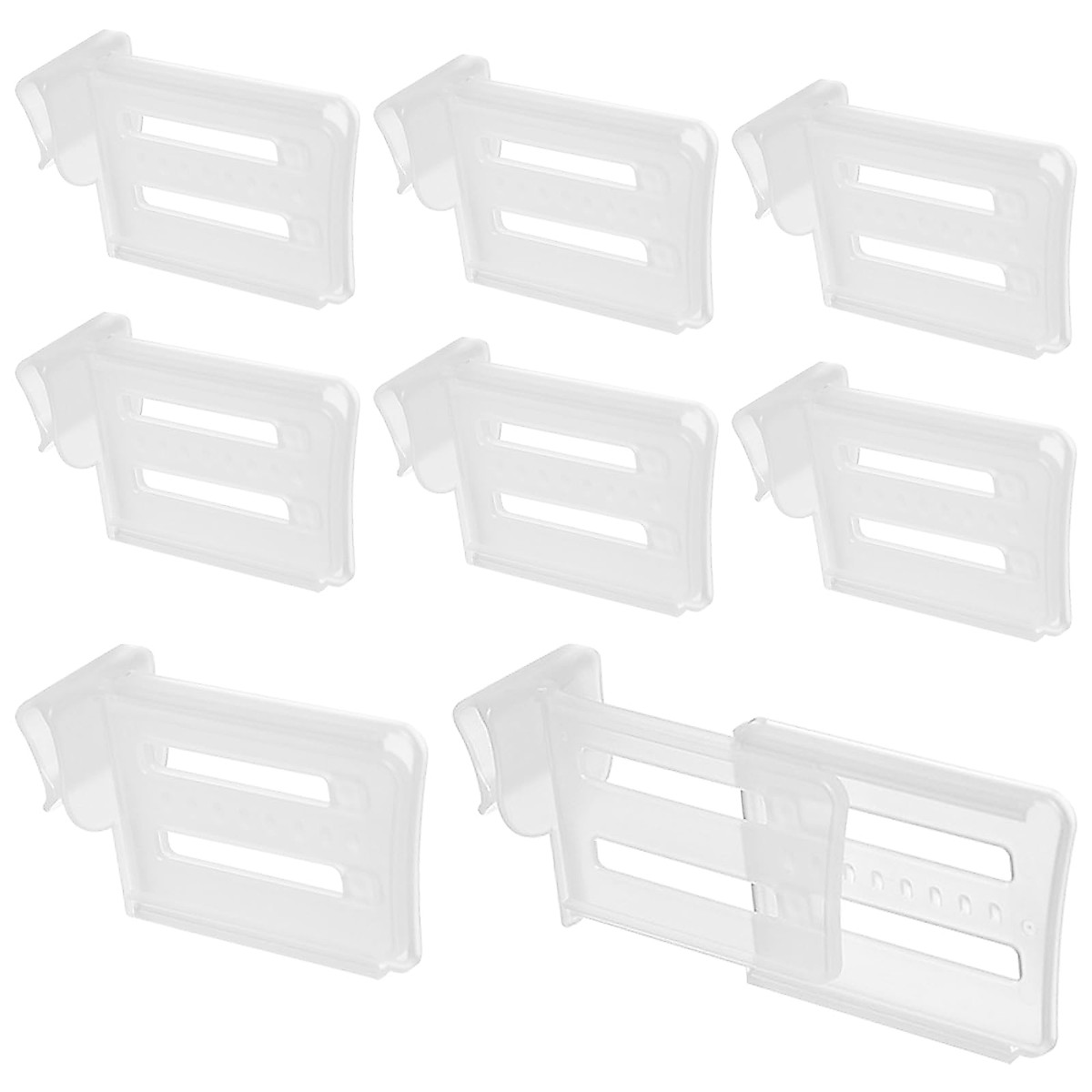 ASTIMESA 8 Pcs Adjustable Clear Fridge Divider Set, Retractable Fridge Door Organizer Clip, Snap-On Refrigerator Side Door Separators Grid Dividers for Kitchen Food Small Sundries Storage