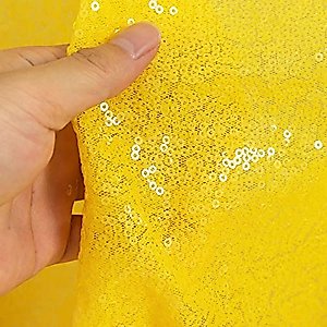 Sequin Fabric Glitter Fabric 3mm 1 Yard Sequin Fabric by The Yard Sparkly Fabric Little Mermaid Fabric Outdoor Glitter Fabric Sequence Material for Dress Clothing Wedding Home Dec (1 Yard, Yellow)