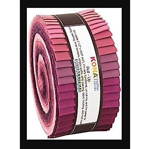 Robert Kaufman Kona Cotton Solids Powder Room Jelly Roll Up, 40 2.5x44-inch Cotton Fabric Strips