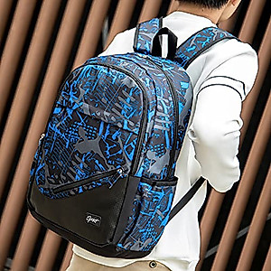 Ozmego Boys School Backpacks Midlle School College Bookbag for Teens Boys Girls (Camo Blue)