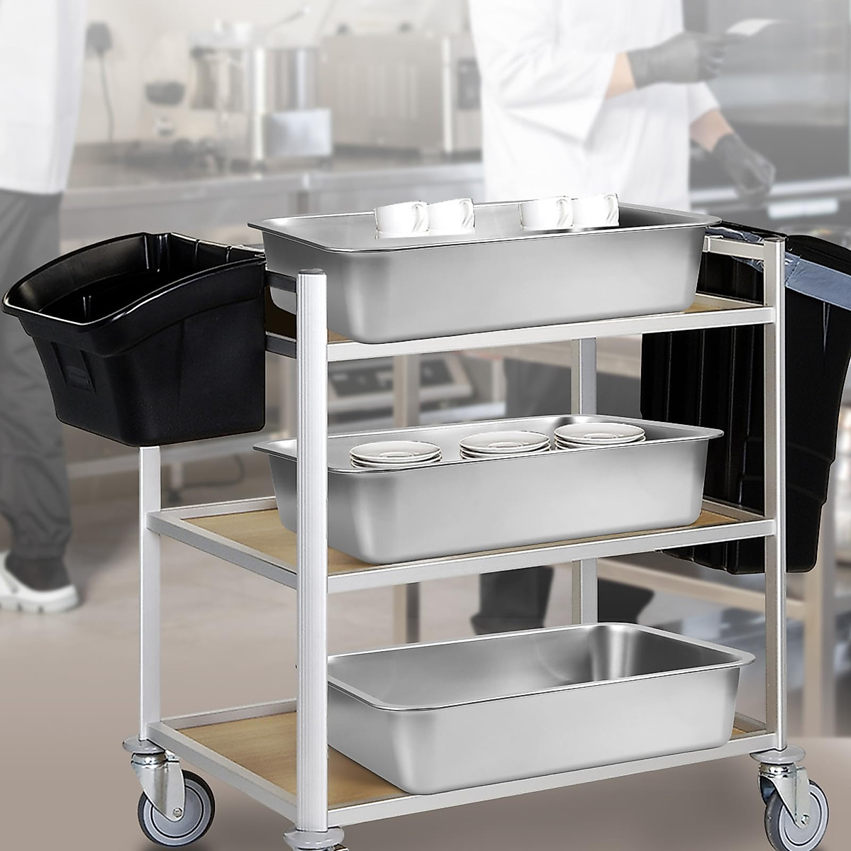 Tiangrid Stainless Steel Commercial Bus Tubs Box Tote Box Dishwashing Tubs, Utility Tub, Meat Prep Tub (2, 13 L)