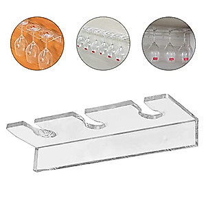 Cabilock 3 pcs Storage Transparent Wall-mounted Thickened Glasses Kitchen Wall Mounting Hanging Slot Rack Stemware Acrylic Cabinet Wine Hanger Cup Clear Barware Mounted for Bar Glass Under
