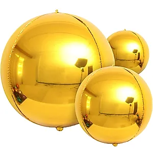 KatchOn, Large Gold Balloons - 22 Inch, Pack of 14 | Gold Foil Balloons for Gold Party Decorations | Round 4D Chrome Gold Balloons, Gold Mylar Balloons | New Years Balloons, New Years Decorations 2025