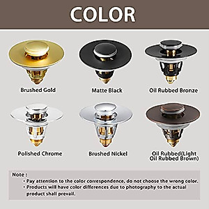 Fransiton Bathroom Sink Stopper, 1.1-1.77 Inch Basin Pop Up Sink Drain Stopper, Anti Clogging Drain Plug with Detachable Hair Catcher, Dark Bronze