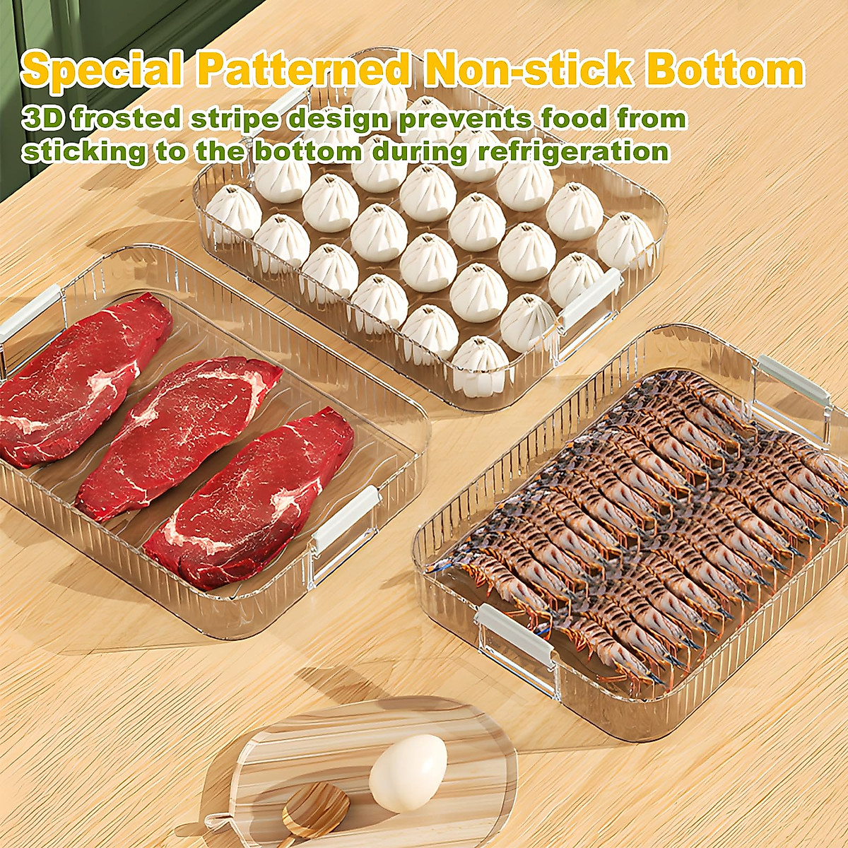 JOBVERT Deli Meat Container for Fridge, Lunch Meat Container for Refrigerator with Lids, 3 Layer Bacon Cheese Cold Cuts Storage Containers for Fridge Organizers and Storage