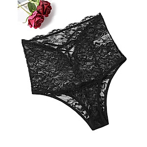 Avidlove Womens Underwear plus size High-Waisted Strappy Ladies panty lace panties Black