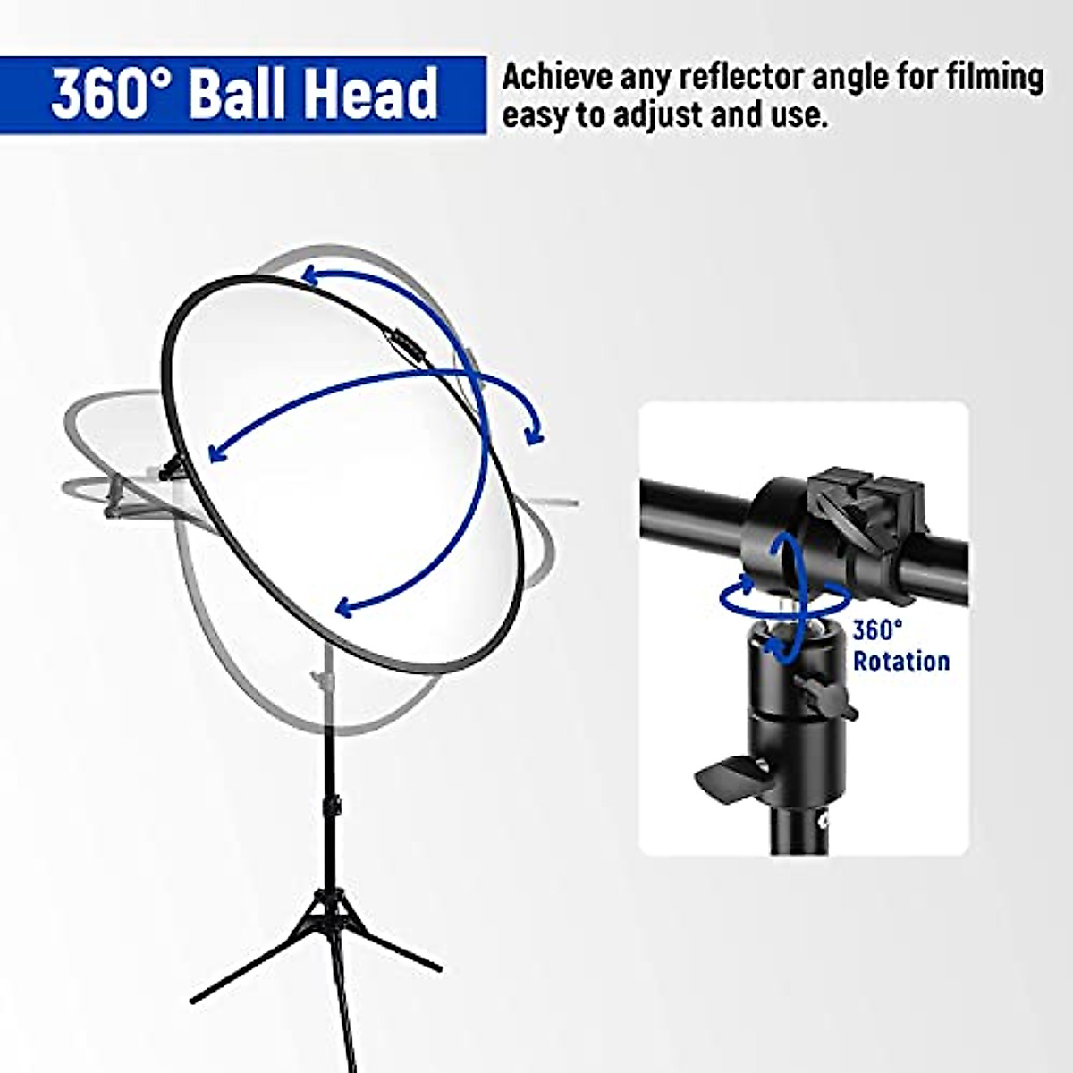 NEEWER Extendable Reflector Holder Arm, Photo Studio Telescopic 27.9” to 47.2” Boom Arm 360 Degree Swivel Reflector Bracket for Product and Portrait Photography, Ideal for Studio & Outdoor Photography