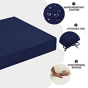 LOVTEX Outdoor Chair Cushions 18.5"x16"x3" Pack of 4, Patio Cushions for Outdoor Furniture, Water Resistant Square Corner Seat Cushions, Navy Blue