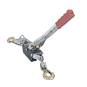 NICCOO 2 Ton Heavy Duty 2 Hook Steel Cable Dual Gear Power Ratchet Come Along Puller Tool | Power Puller | Come Along Winch | Chain Puller | 2 Ton Power Puller, Red
