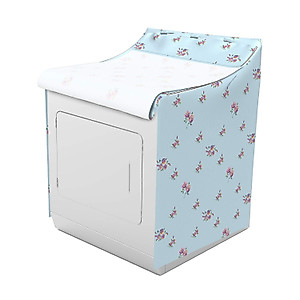 Ambesonne Floral Cover for Washer and Dryer, Beauty of the Roses Pure Love Thorns Exquisite Seamless Illustration, Easy Use Bathroom Laundry Decor Accent, 29" x 28" x 40", Pale Blue and Dark Magenta