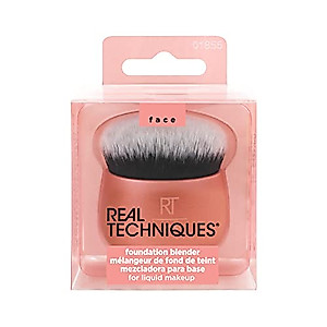 Real Techniques Foundation Makeup Blender, Kabuki Brush For Face or Body Makeup, Works With Liquid or Cream Foundation, No Handle, Blend & Buff Makeup, Dense Synthetic Bristles, 1 Count
