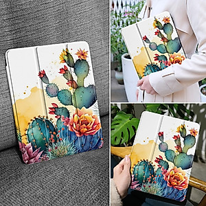 MEEgoodo Case for Samsung Galaxy Tab S10 Ultra (2024 Release)/S9 Ultra (2023 Release) 14.6 inch Cover with S Pen Holder, Tablet Cases with Trifold Stand+TPU Back Shell+Auto Wake/Sleep,Tropical Cactus
