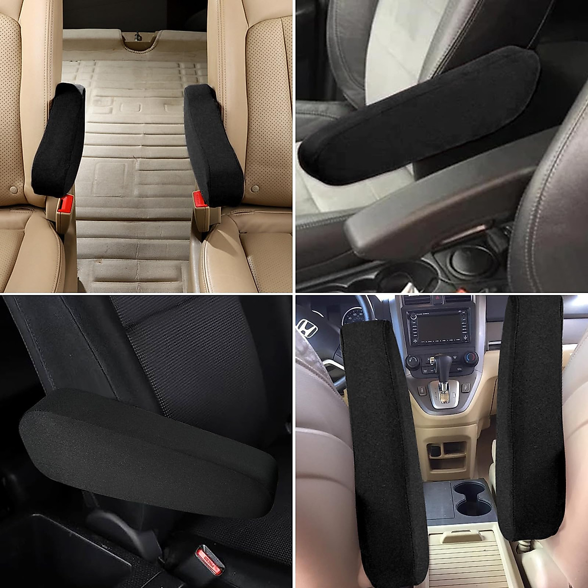 TUTUDOW 1 Pair Universal Size Seat Arm Rest Cover,Replacement Car Front Seat Armrest Cover,Car Interior Accessories(Black)