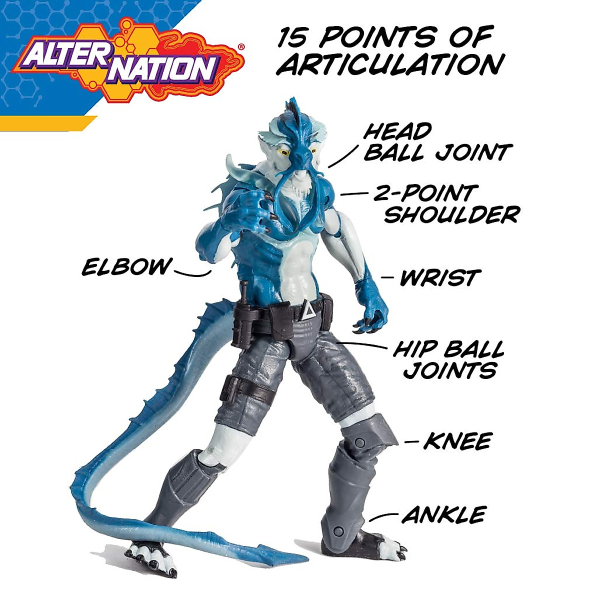 Alter Nation El Ray Human Stingray Electric EEL Hybrid Web Cartoon Dark Horse Comics Graphic Novel Action Figure with “Lightning Storm” Light up Feature & Mini Comic Book Great Gift for Kids 6 & Up