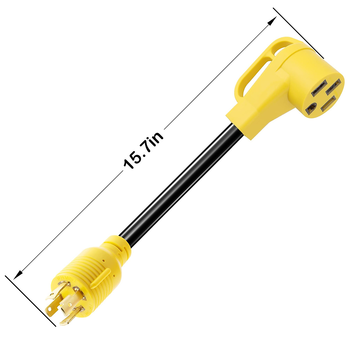 Flameweld Generator Adapter Cord - NEMA L14-30P Twist Lock Male Plug to TT-30R Female with Handle, 4 Prong RV Generator Adapter Cord 10 AWG 12Inches ETL (Orange)