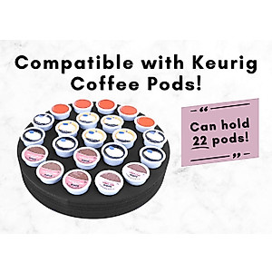 Polar Whale 2 Coffee Pod Wall Mount Hanging Organizers Round Storage Tray Compatible with Keurig K-Cup for Kitchen Home Office Display Stand Waterproof Washable Black Foam 22 Compartment