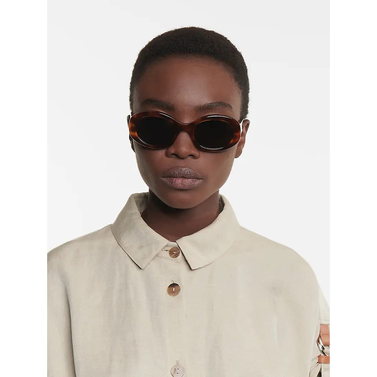 PORADAY Modern Thick Oval Sunglasses for Women Fashion Clout Goggles Retro Narrow Chunky Sun Glasses Gradient Shades Round 90s (Leopard/Grey)