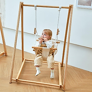 Avenlur Spruce Baby and Toddler Foldable Swing Set with Stand - Premium Montessori, Waldorf Style Self-Standing Indoor Swingset for Children 6m to 3 Yrs - Perfect for Home, Child Day Care, & Preschool