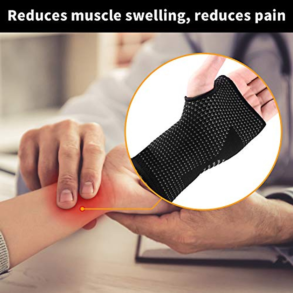 ABYON Wrist Compression Sleeves (Pair) for Carpal Tunnel and Pain Relief Treatment,Wrist Support for Women and Men.Breathable and Sweat-Absorbing carpal tunnel wrist brace