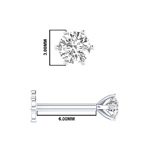 Demira Jewels 0.06 ct Real Diamond 14k Gold Nose Lip Labret Monroe Ring Screw 6 mm Long post