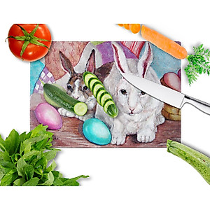 Caroline's Treasures PJC1064LCB Buddy Buddies Easter Rabbit Glass Cutting Board Large Decorative Tempered Glass Kitchen Cutting and Serving Board Large Size Chopping Board