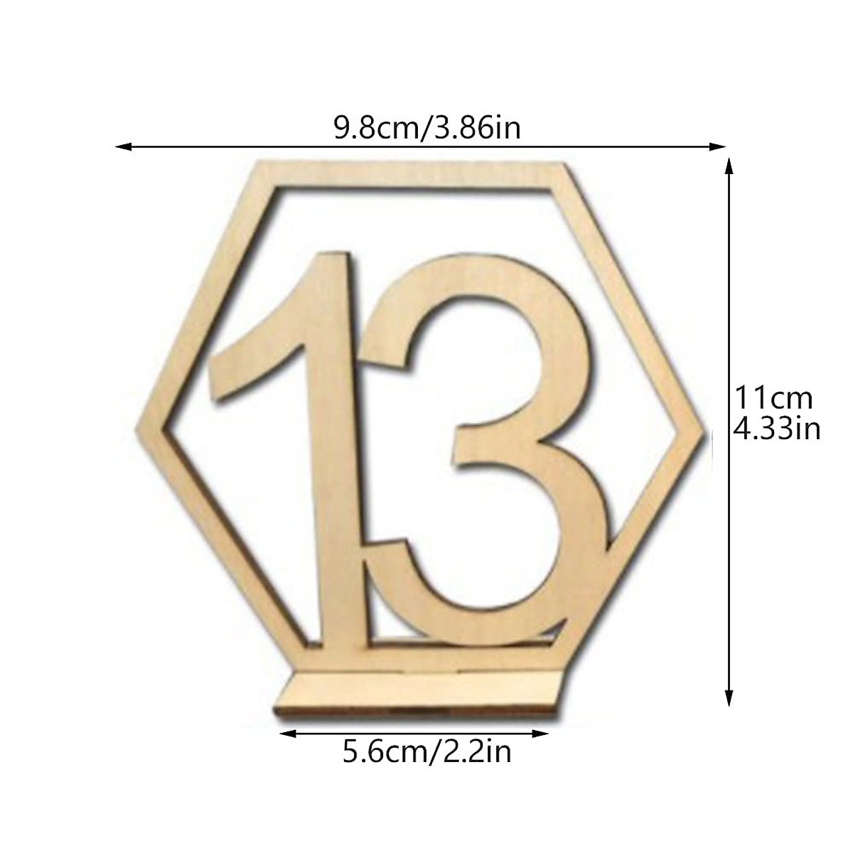 SYCOOVEN Wooden Table Numbers, 1-10 Wedding Table Numbers with Holder Base, Double Sided Hexagon Shape Perfect for Wedding, Party, Events or Catering Decoration(11-20)