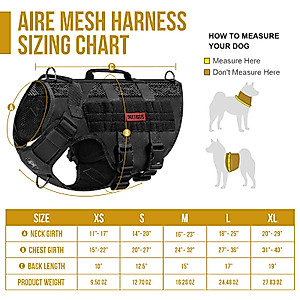 OneTigris No Pull Tactical Dog Harness for Medium Dog, Aire Mesh Dog Vest Harness, Breathable Military Dog Molle Vests with Handles, Service Dog Vest for Walking Hiking Training (M, Black)