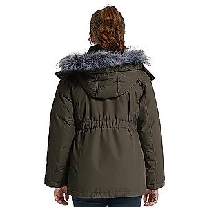 wantdo Girl's Warm Winter Coat Fleeced Puffer Jacket Windproof Hooded Parka Army Green 6-7