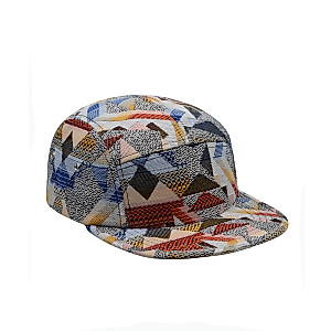 GP Accessories Pattern Multi Color Stripe 5 Panel Hat Large Geo Red Multicolored