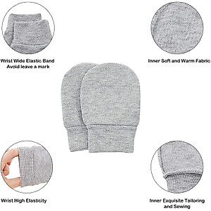 American Trends Baby Hat Mittens Newborn Hats for Boys Baby Hats 0-6 Months Winter Beanie Caps 4 Pack Black White Gray Navy