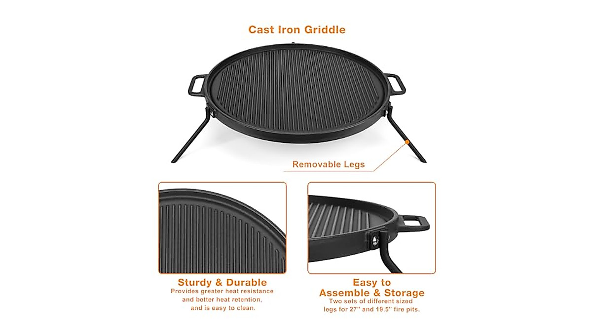 Onlyfire Chef Cast Iron Griddle for Solo Stove Fire Pits