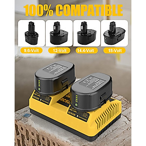 AYTXTG 2Pack 6.5Ah Lithium Battery Replace for Dewalt 18V XRP Ni-Cad Battery DC9096 DC9098 DC9099 DE9039 DE9095 + 2 Port DC9320 Fast Dual Charger for Dewalt 7.2V-18V XRP NI-CD NI-MH Battery